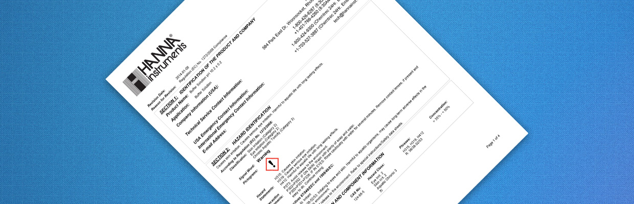 Safety data sheets | Hanna Instruments Belgium